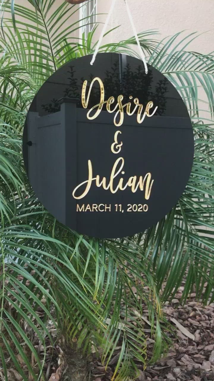 Couples Round 3D Acrylic Wedding Name Sign - Wedding Backdrop Sign ...