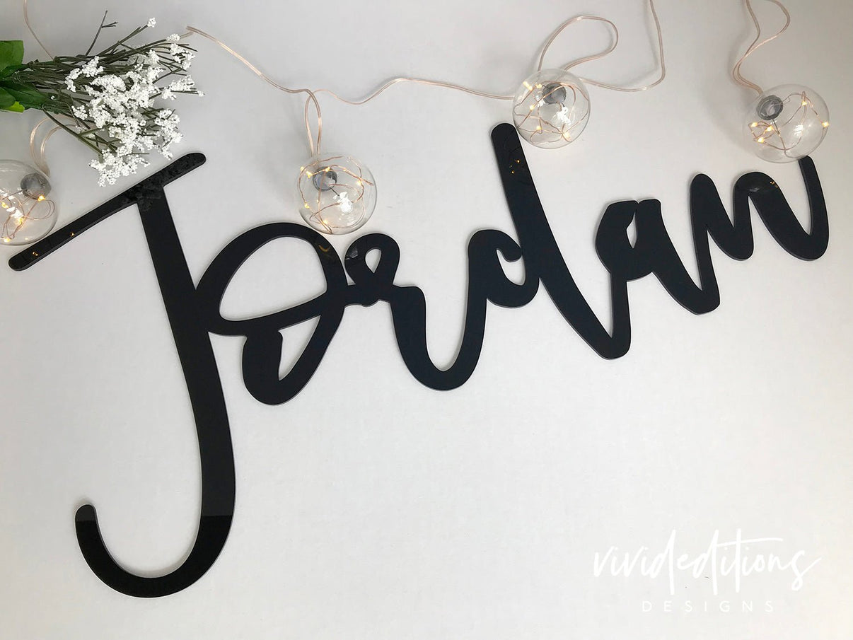 BLACK ACRYLIC BOYS NAME SIGN, CUSTOM ACRYLIC WALL PLAQUES - VividEditions