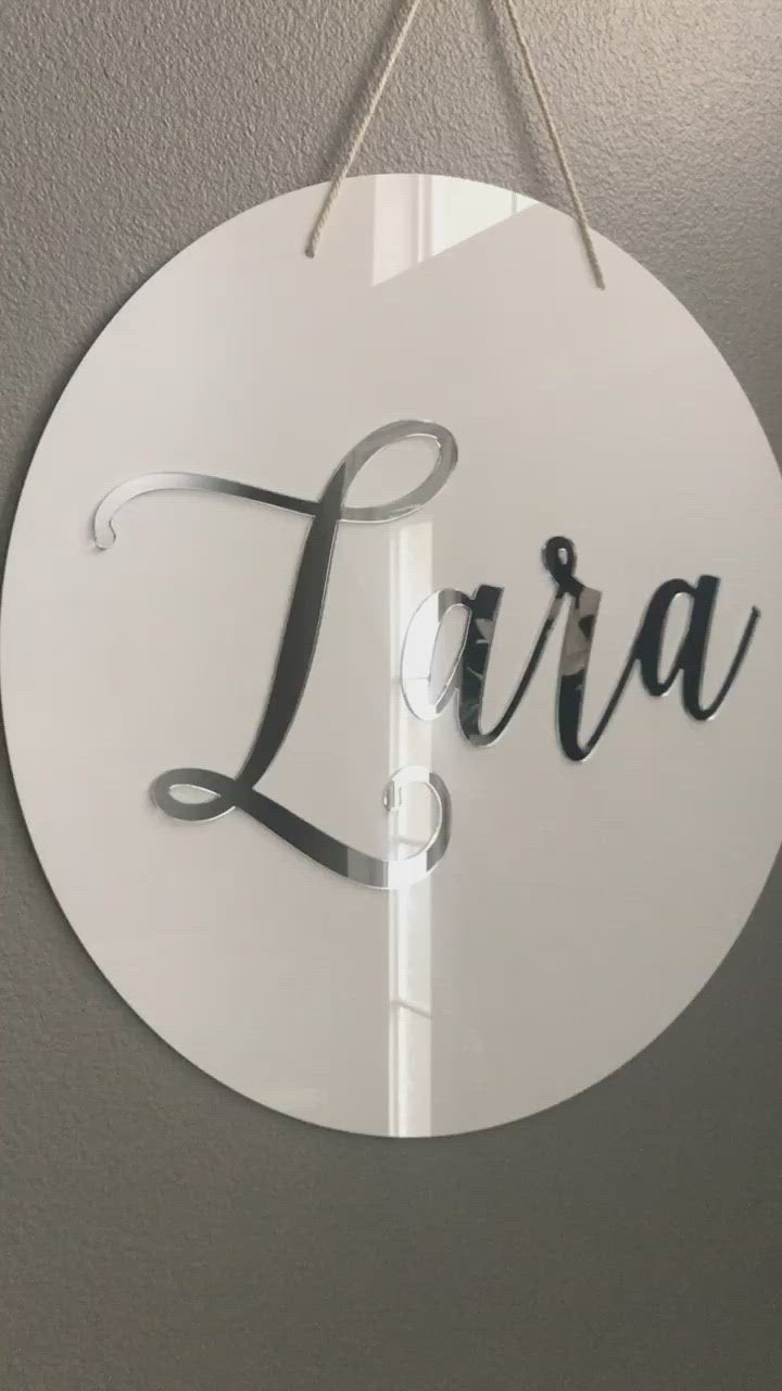 Round 3D Acrylic Name Sign - Baby Shower / Nursery Name Sign Backdrop ...