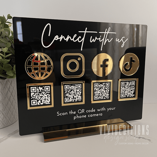 QR Acrylic Social Media Business Sign - Beauty Bar, Hair Salon, Salon ...