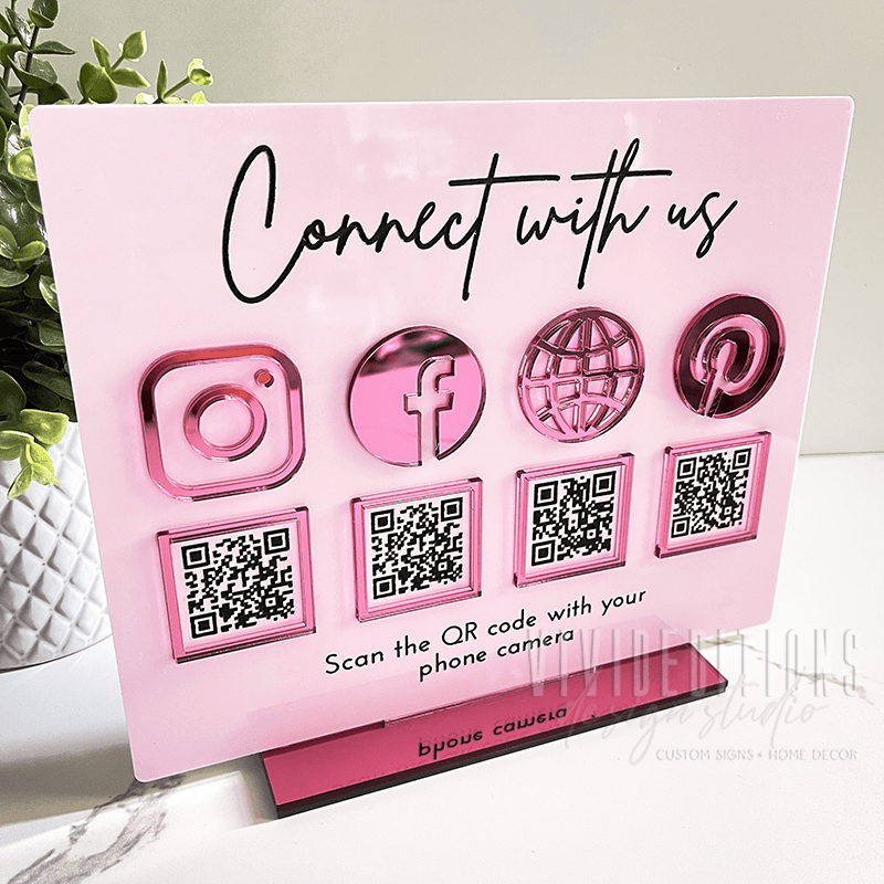 QR Acrylic Social Media Business Sign - Beauty Bar, Hair Salon, Salon ...