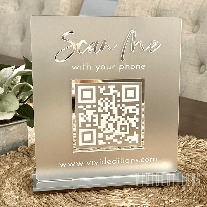 QR Code Acrylic Social Media Business Sign - Beauty Bar, Hair Salon ...