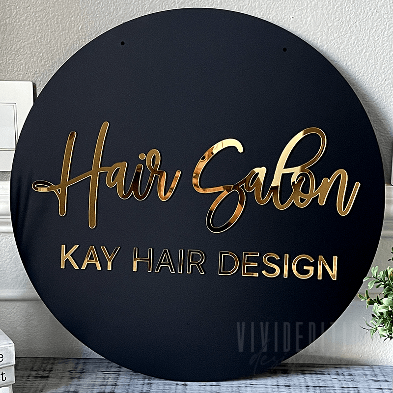Round 3D Acrylic Business Sign - Beauty Bar, Hair Salon, Salon Suites ...