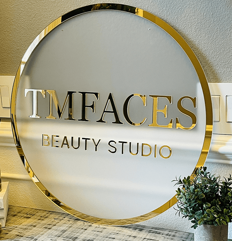Round 3D Acrylic Business Sign - Beauty Bar, Hair Salon, Salon Suites ...