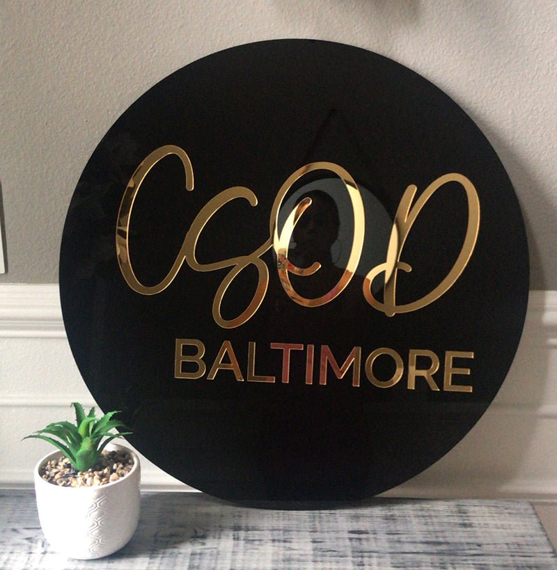 Round 3D Acrylic Name Sign - Baby Shower / Nursery Name Sign Backdrop ...