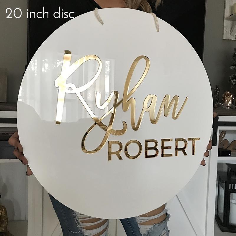 Round 3D Acrylic Name Sign - Baby Shower / Nursery Name Sign Backdrop ...