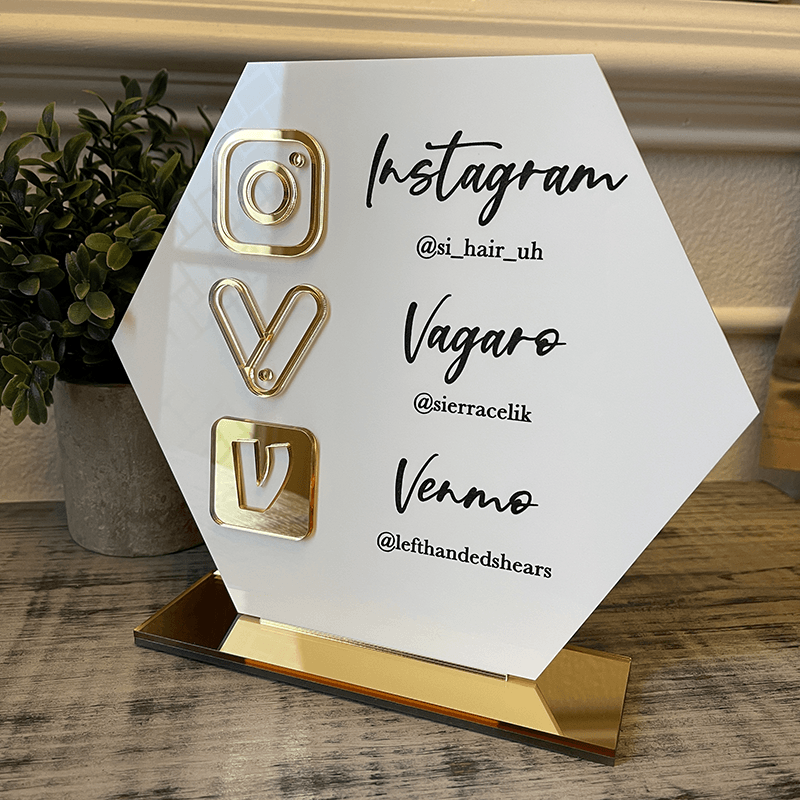 Acrylic Social Media Business Sign - Beauty Bar, Hair Salon, Salon ...