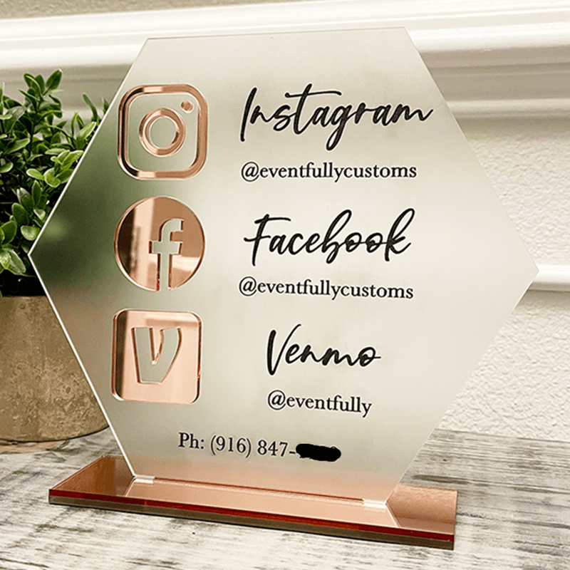 Acrylic Social Media Business Sign - Beauty Bar, Hair Salon, Salon ...